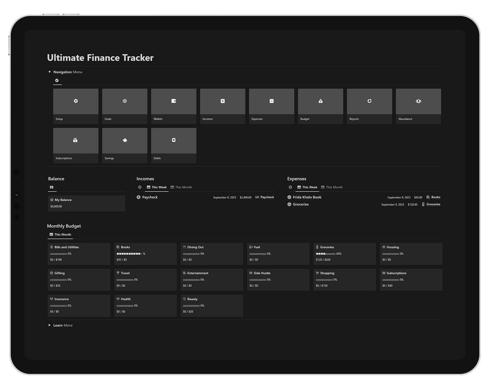 Ultimate Finance Tracker Template for Notion